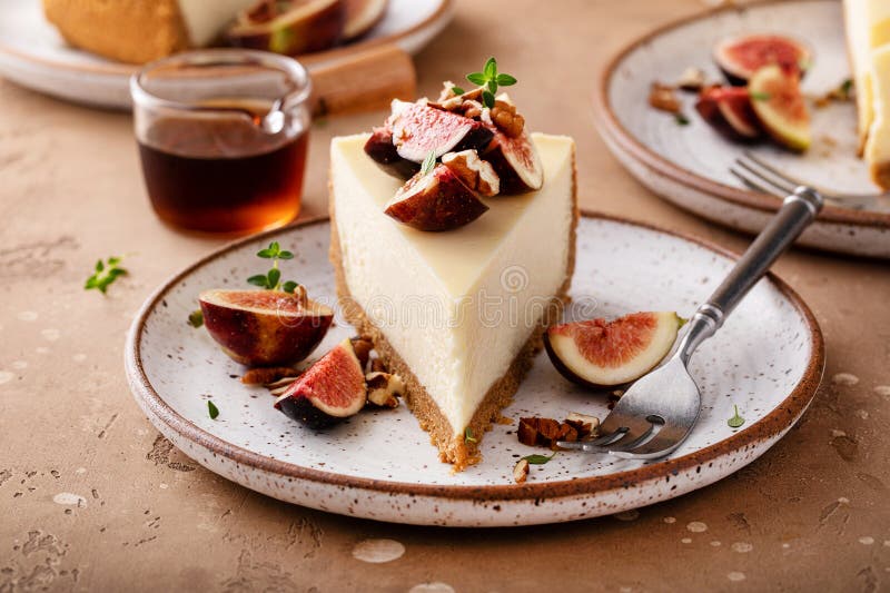Fall Cheesecake with Figs and Maple Syrup Stock Photo - Image of cake ...