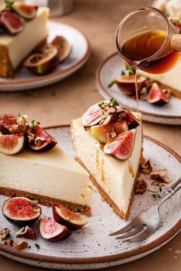 Fall Cheesecake with Figs and Maple Syrup Stock Image - Image of ...