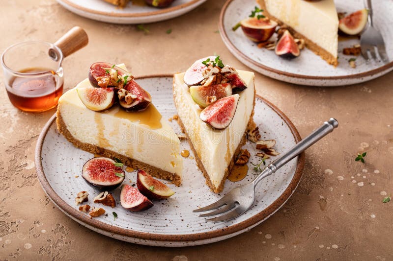 Fall Cheesecake with Figs and Maple Syrup Stock Image - Image of maple ...