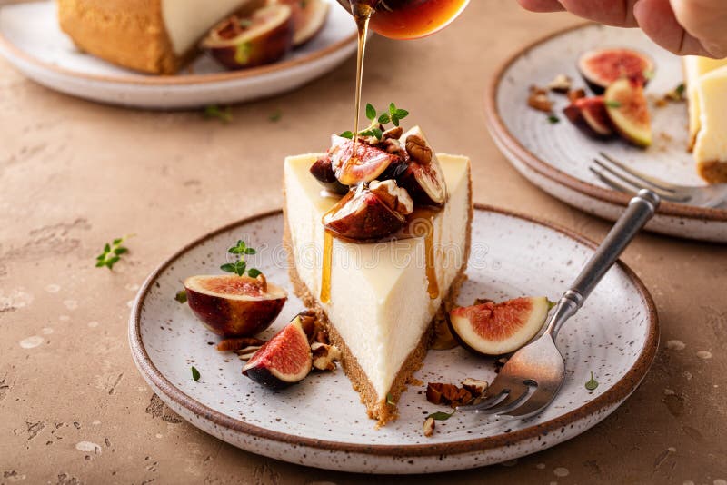 Fall Cheesecake with Figs and Maple Syrup Stock Image - Image of maple ...