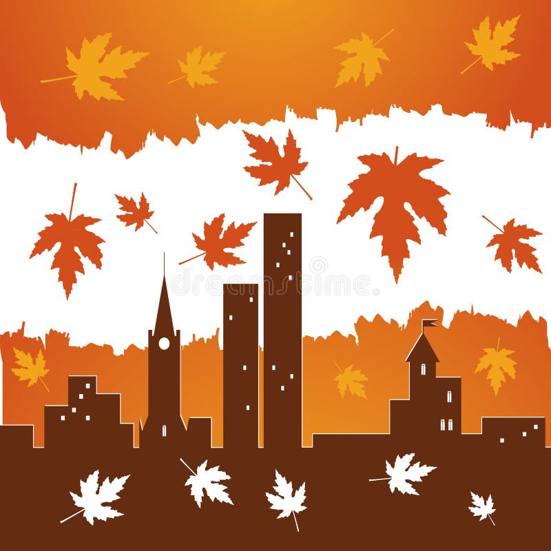 Fall in the city stock vector. Illustration of maple - 21178562