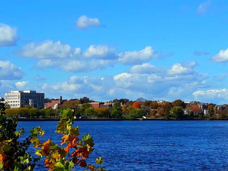 Fall cityscape stock image. Image of water, cityscape - 164548393