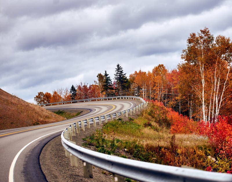 Fall Color Landscape with Forest and Curvy Road Stock Image - Image of ...