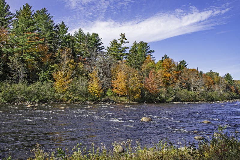 Fall Color in Maine with Flowing Stream Stock Image - Image of maine ...