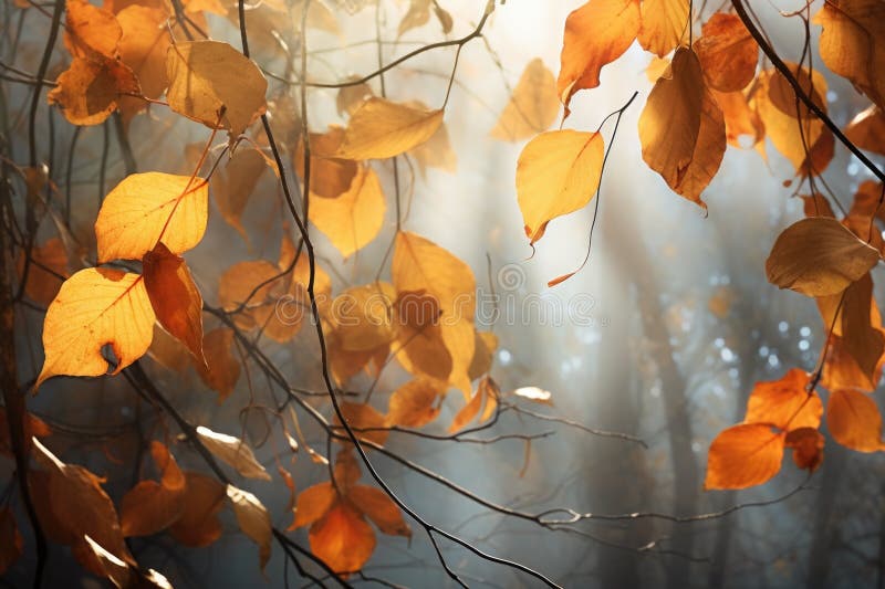 Fall-colored Leaves Dancing in the Morning Breeze Stock Illustration ...