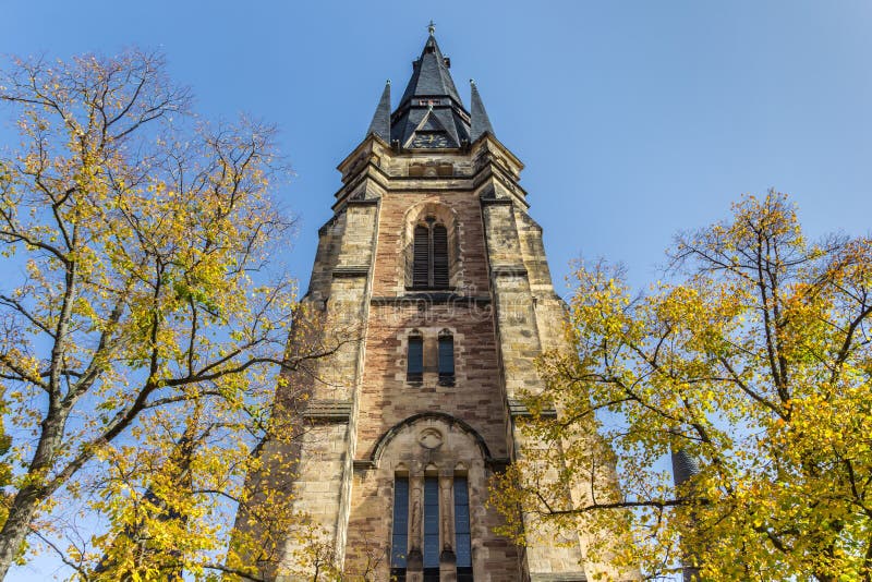 Fall Colors and Church Tower in Wernigerode Stock Photo - Image of ...