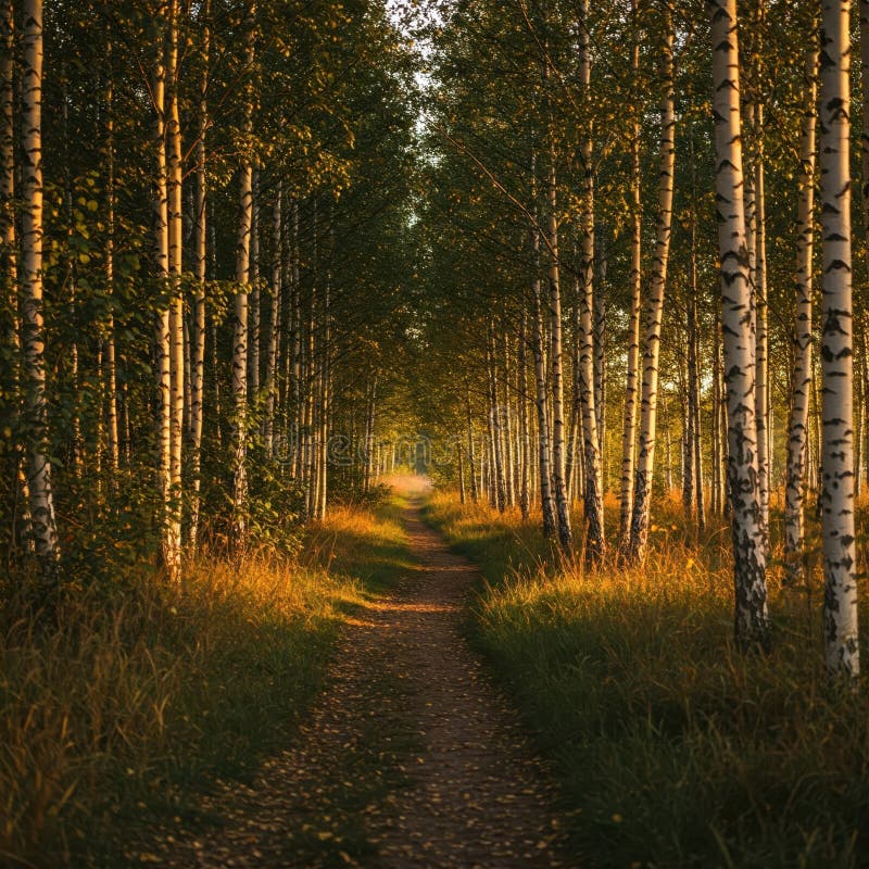 Fall Colors Framing a Hidden Forest Path Stock Illustration ...