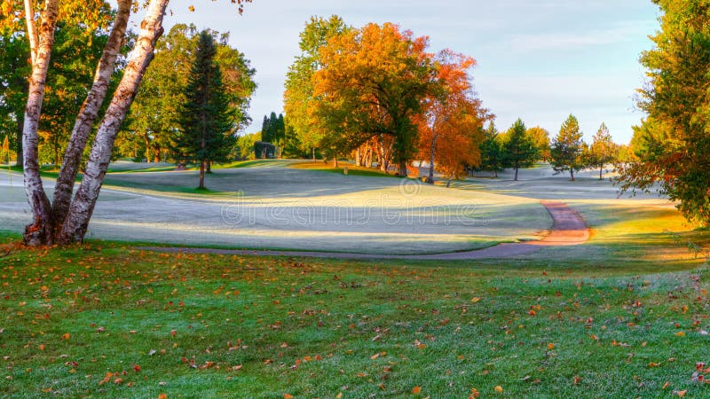 Golf Course Fall Autumn stock photo. Image of fallen, trap - 6979642