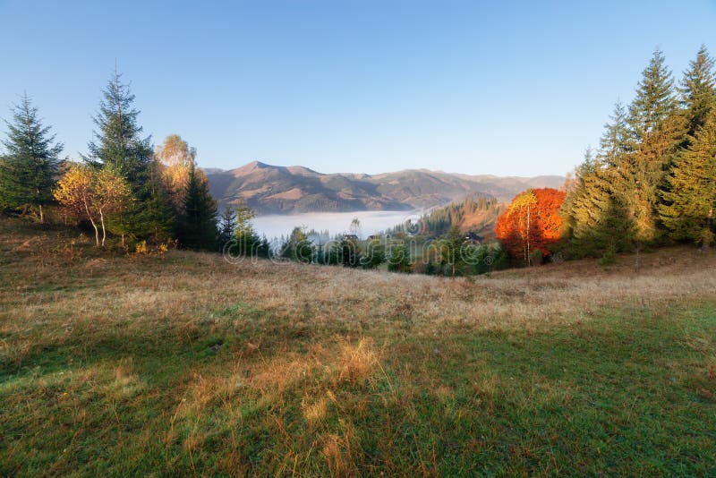 Fall colors mountain hill stock image. Image of morning - 54257335