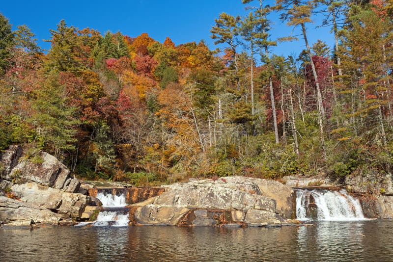 Fall Colors Over the Upper Linville Falls Stock Image - Image of ...