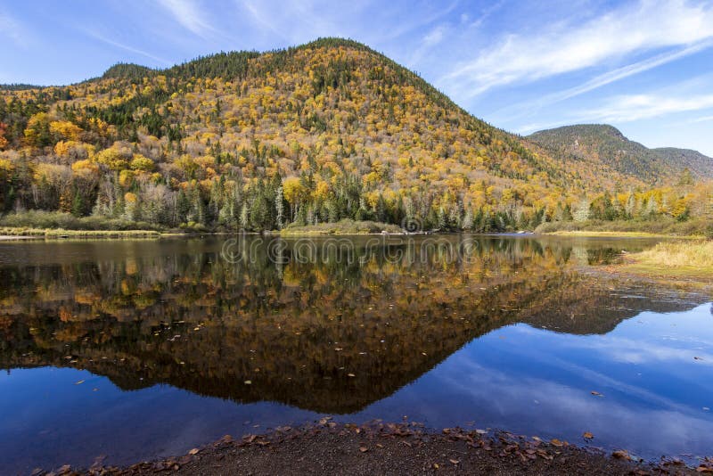 Fall Colors Reflections at Jacques Cartier National Park. Quebec ...