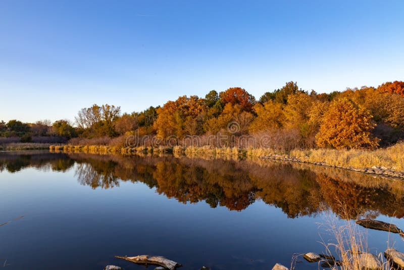 Fall Colors with Reflections in the Lake Stock Image - Image of fall ...