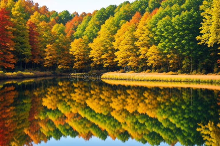 Fall Colors and Reflections. Stock Illustration - Illustration of ...