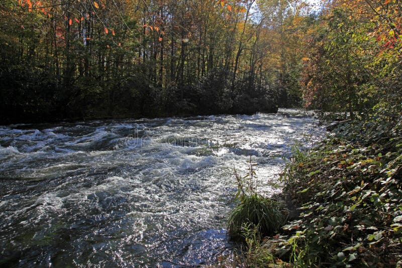 Fall Colors and the River Running Along the Blue Ridge Parkway Stock ...