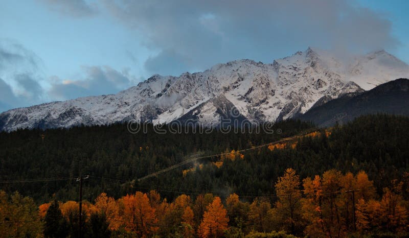 Fall Colors Under Mt Currie Stock Image - Image of panorama, snowy ...