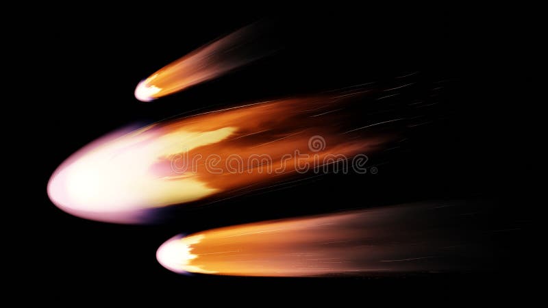 Fall Comet from Space, Fiery Tail Falling Meteorite. Entry of an ...