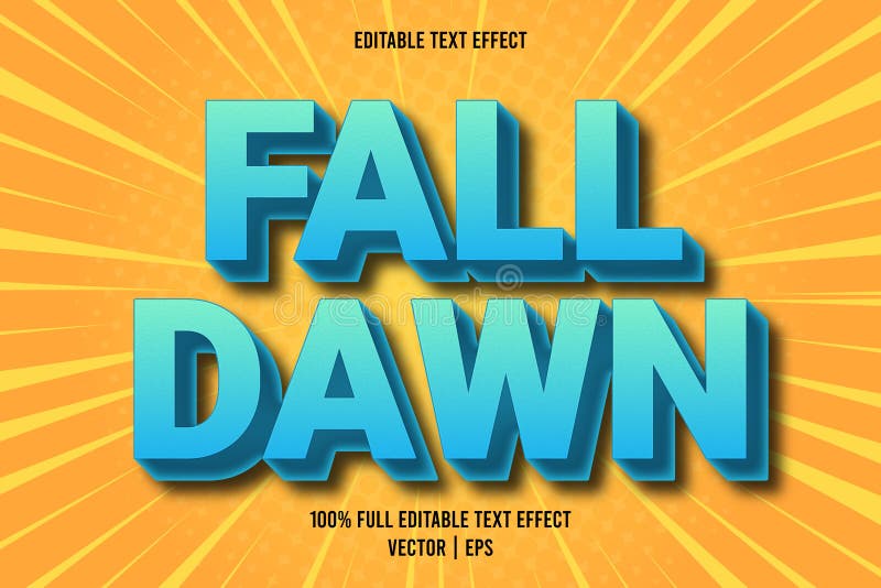 Fall Dawn Editable Text Effect Comic Style Stock Vector - Illustration ...