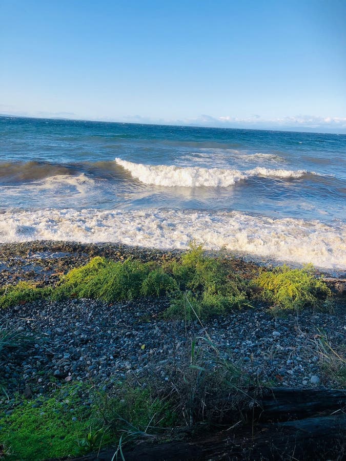 Fall Day by the Ocean Qualicum Beach Stock Image - Image of fall ...