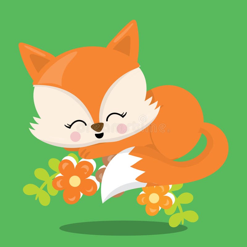 Fall deer and fox fox 07 stock vector. Illustration of vector - 198986073