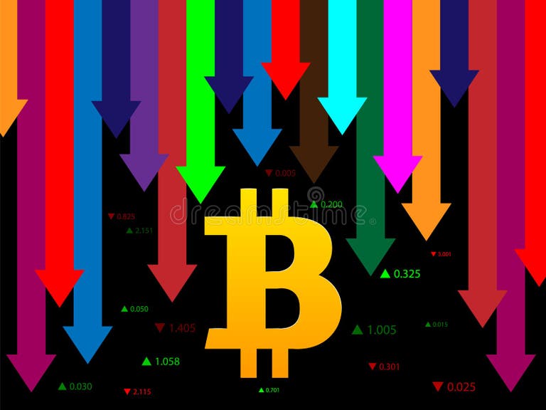 Fall, Depreciation of the Bitcoin, Decrease of the Value of Cryptocurrency. Vector Stock Vector ...