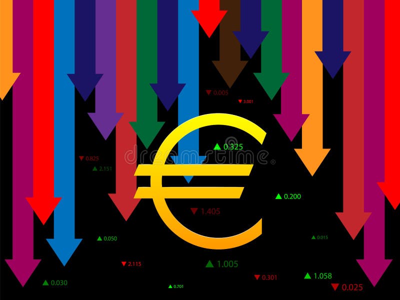 Fall, Depreciation of the Euro, Decrease of the Value of the Monetary Unit. Vector Stock Vector ...