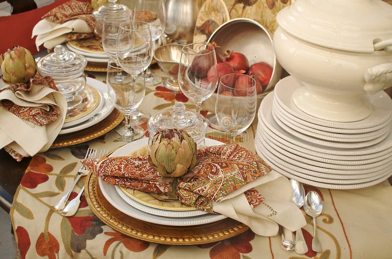 Fall dinner table setting stock image. Image of table - 21524667