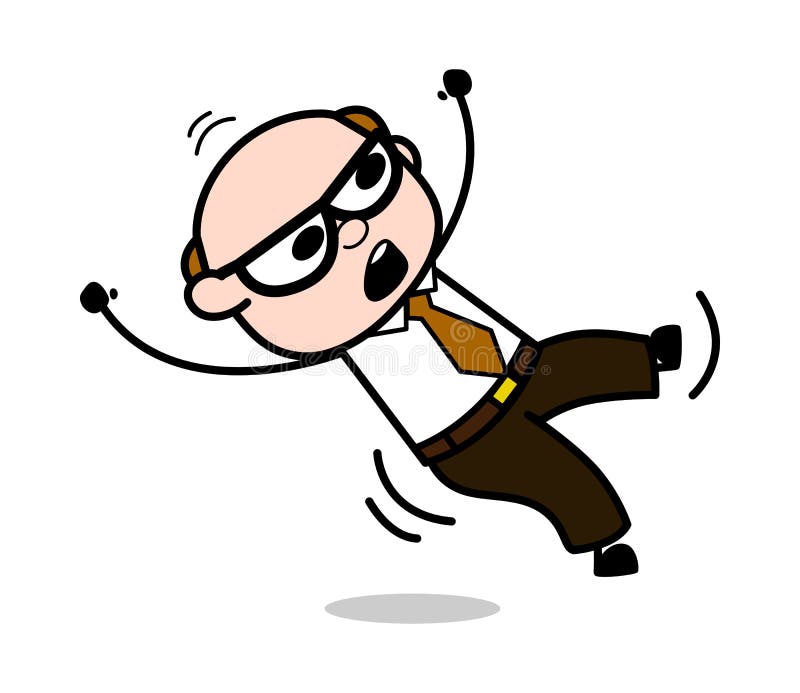 Fall Down - Retro Cartoon Office Old Boss Man Vector Illustration Stock ...
