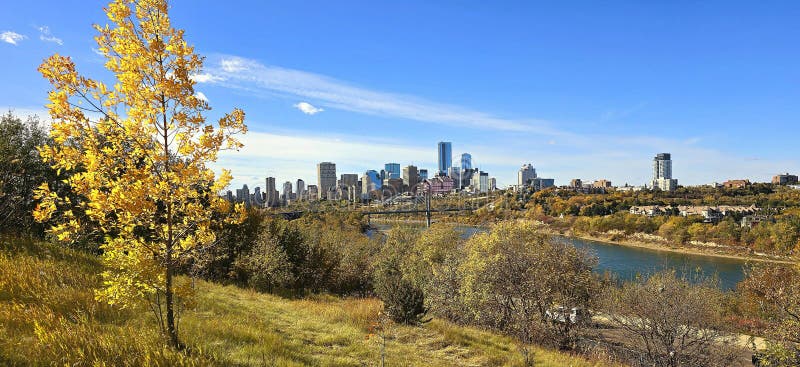 Fall in Edmonton downtown! stock photo. Image of skyline - 344288776