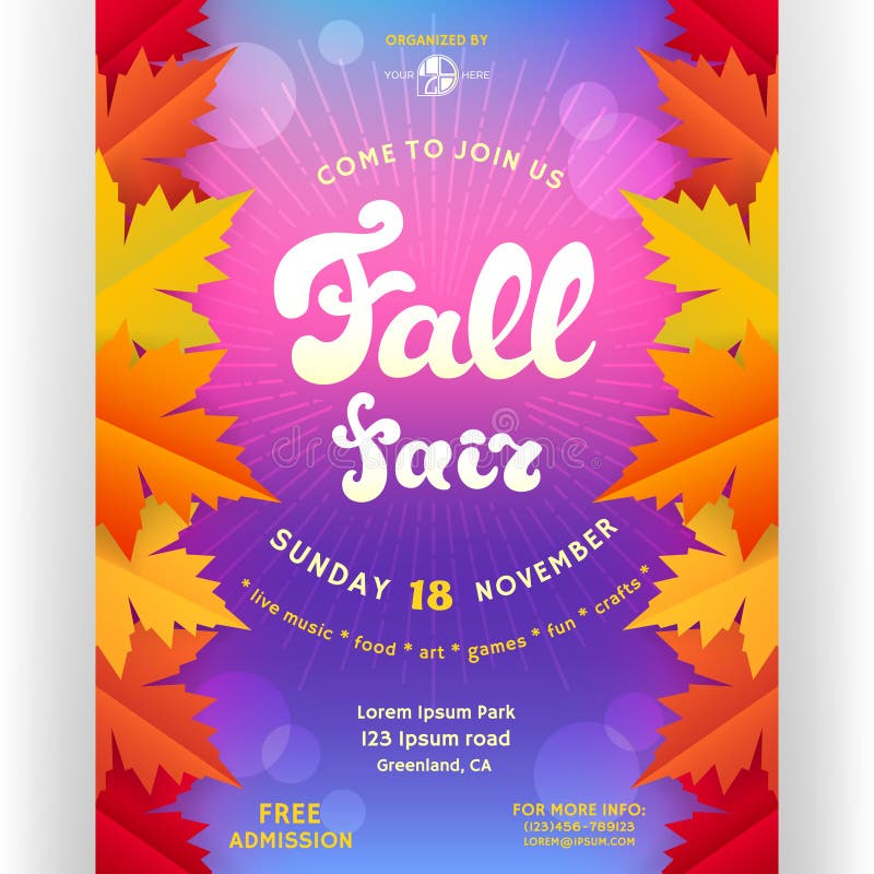 Fall fair poster design. stock vector. Illustration of carnival - 131067120