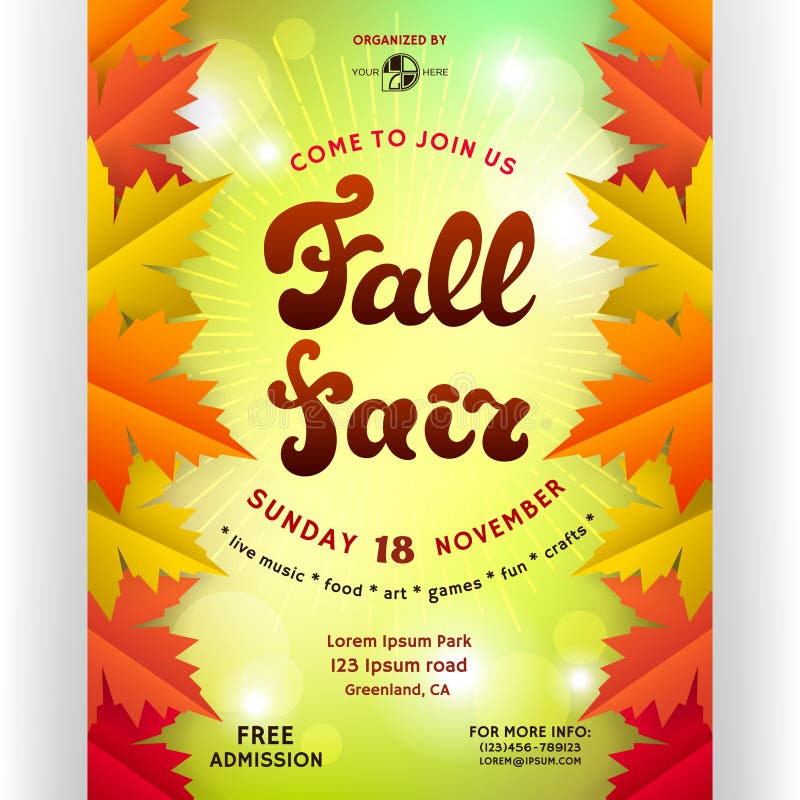 Fall Fair Poster Design Template for Invitation. Stock Vector ...