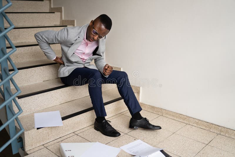 Fall and Fall Injury Accident at Workplace Stock Photo - Image of pain ...