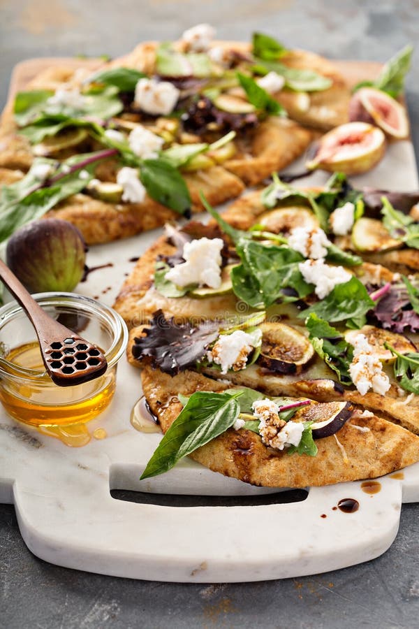 Fall Flatbread Pizza with Fresh Figs and Goat Cheese Stock Image ...