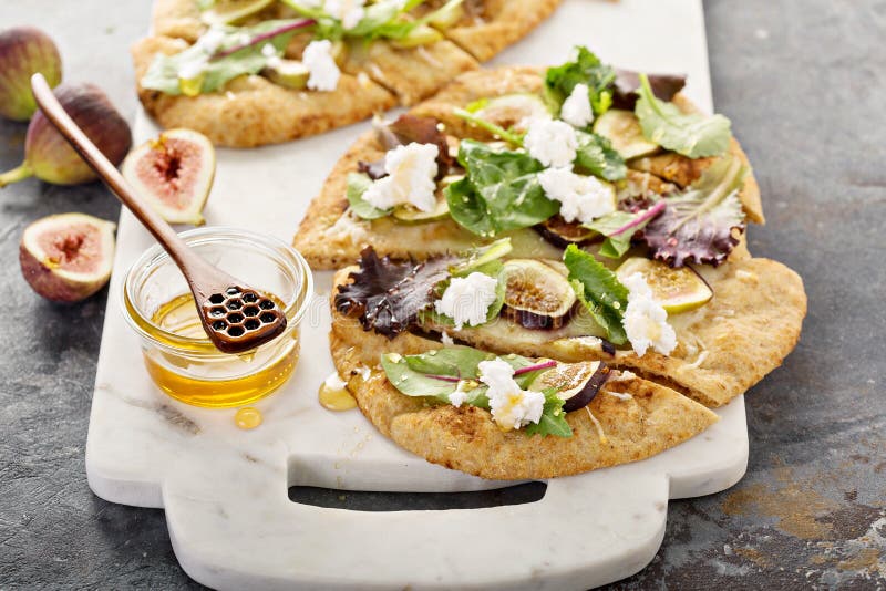 Fall Flatbread Pizza with Fresh Figs and Goat Cheese Stock Image ...