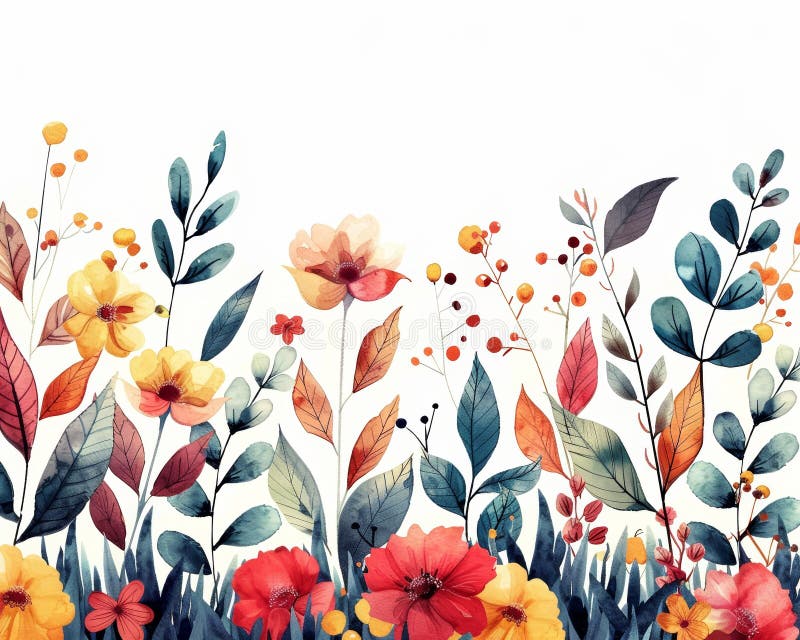 Fall Floral Border Design for Autumn Seasonal Projects Generative AI ...