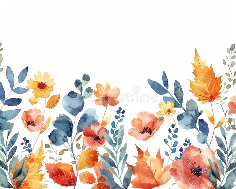 Fall Floral Border Design for Autumn Seasonal Projects Generative AI ...