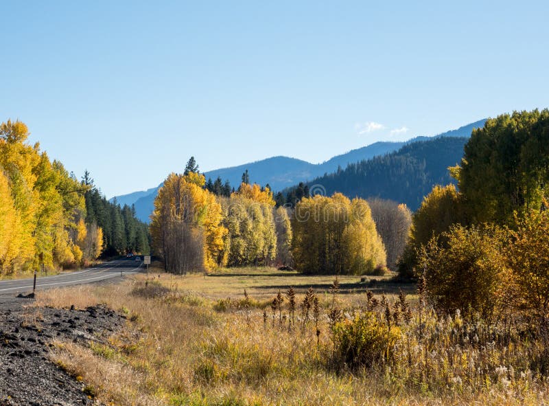 Fall Foliage Along US Highway 2 in Cascade Mountains Stock Image ...