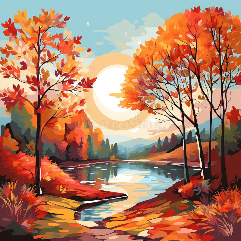 Fall foliage art stock image. Image of season, landscape - 295389585