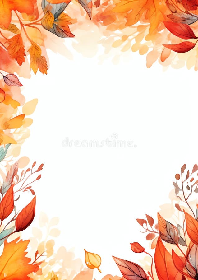 Fall Foliage Backdrop Watercolor Border Frame Stock Illustration ...