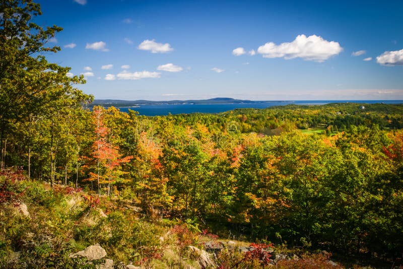 New England Fall Foliage and Ocean Stock Image - Image of green ...