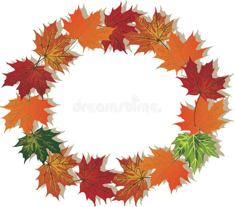 Autumnal Round Frame with Fall Leaf, Chestnut, Aco Stock Vector ...