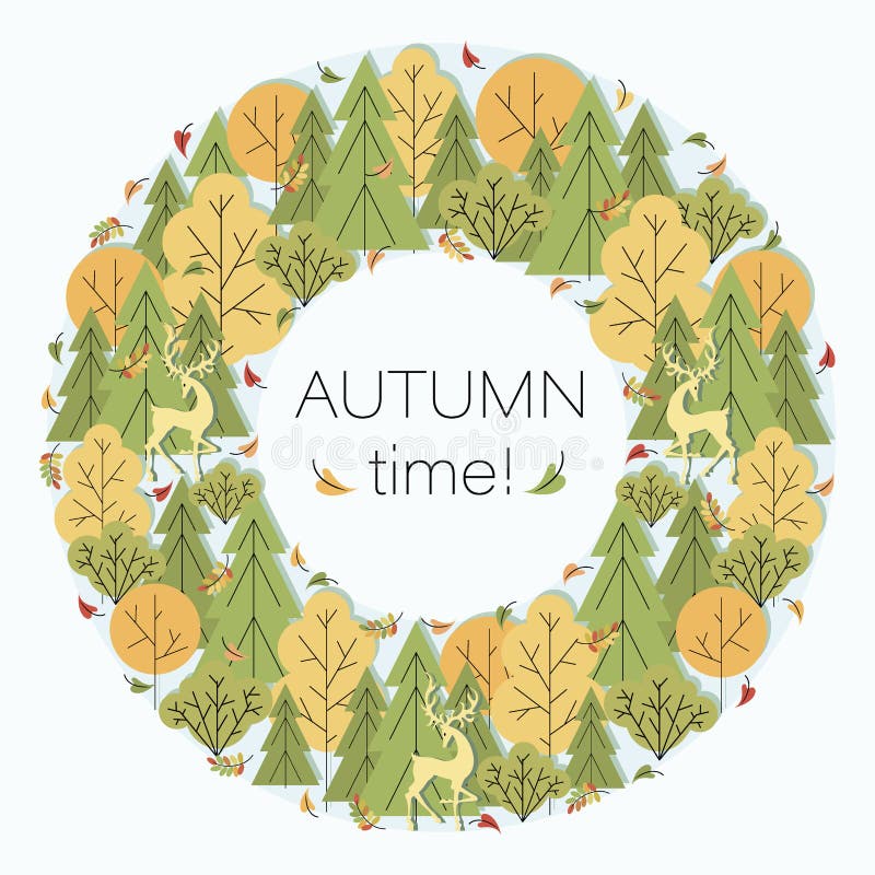 Fall Frame. Autumn Wreath, Circle. Fall Border. Autumn Time. Vector ...