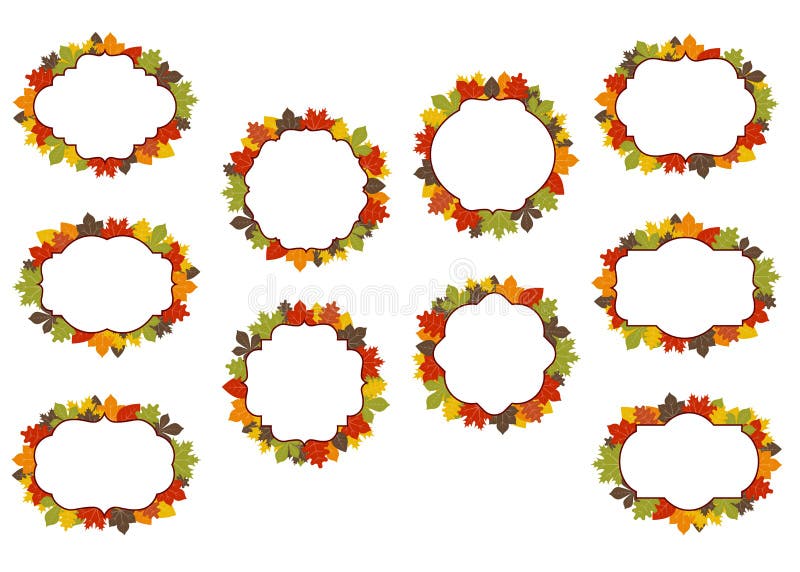 Autumn Fall Leaves Border stock illustration. Illustration of orange ...