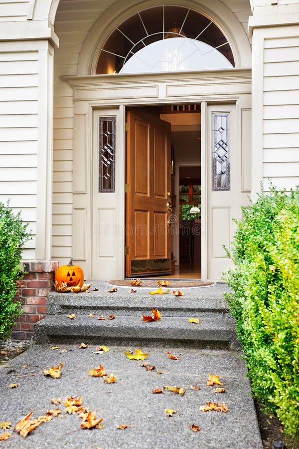 Fall front door stock image. Image of curb, molding, fall - 19774161
