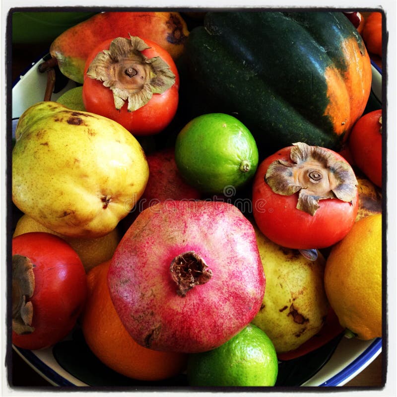 Fall Fruits in a Bowl stock image. Image of yellow, winter - 41798505