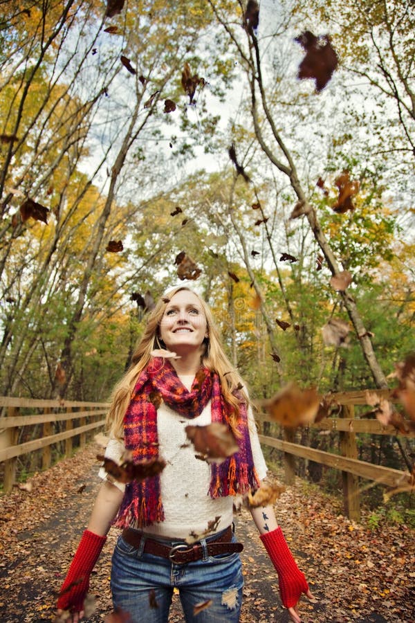 Fall fun girl stock image. Image of female, fall, life - 21658893