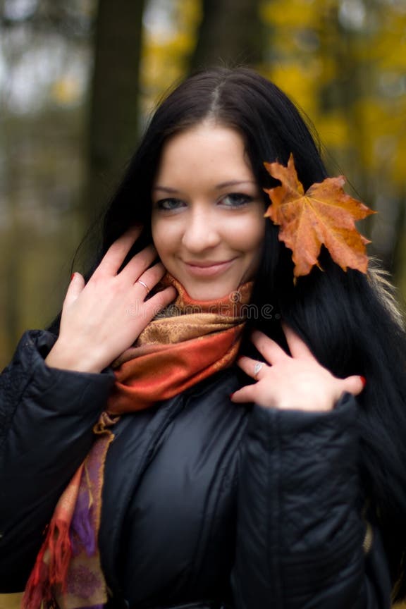 Fall girl stock image. Image of expression, bouquet, gloved - 11540115