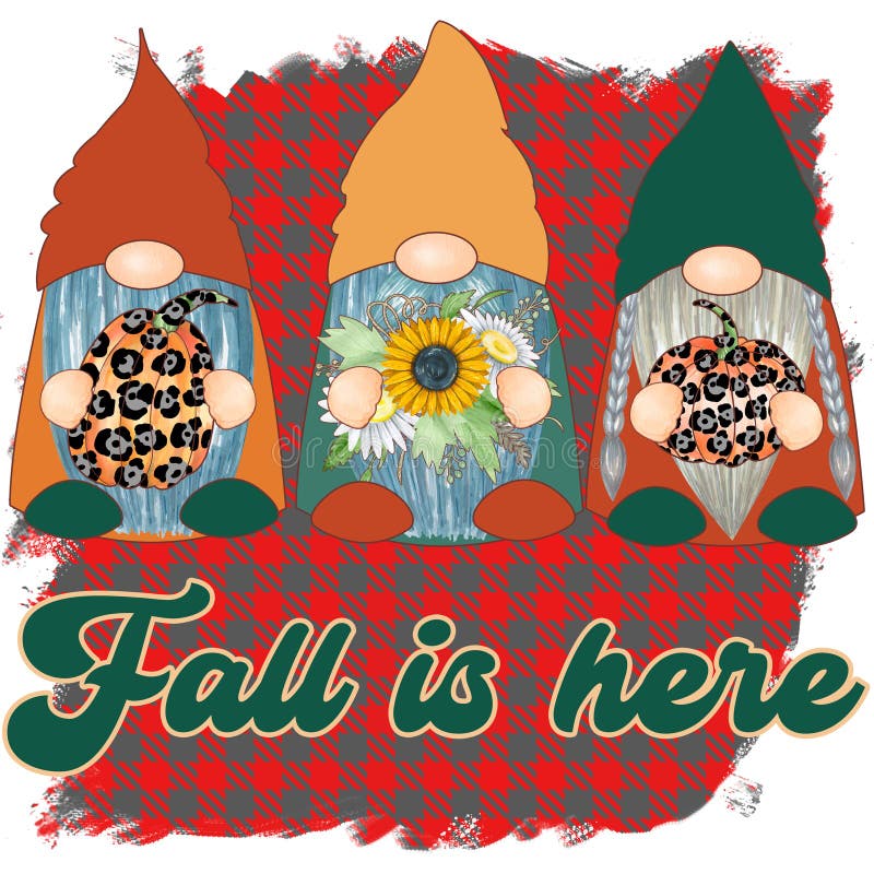 Fall Gnomes Illustration. Autumn Sublimation Design Stock Illustration ...