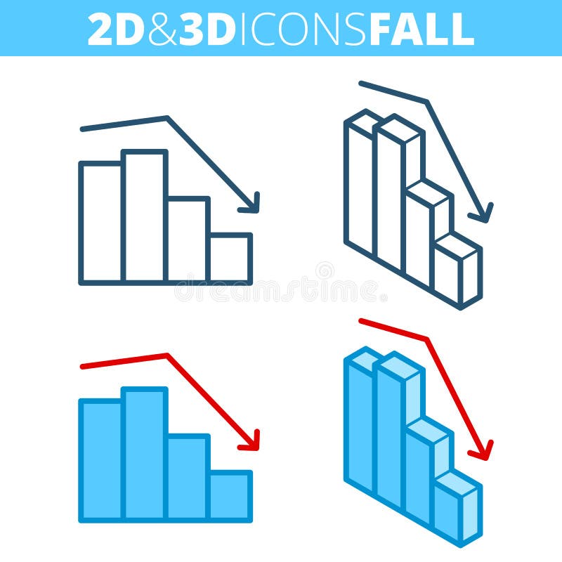 The Fall Graph. Flat and Isometric 3d Outline Icon Set Stock Vector ...
