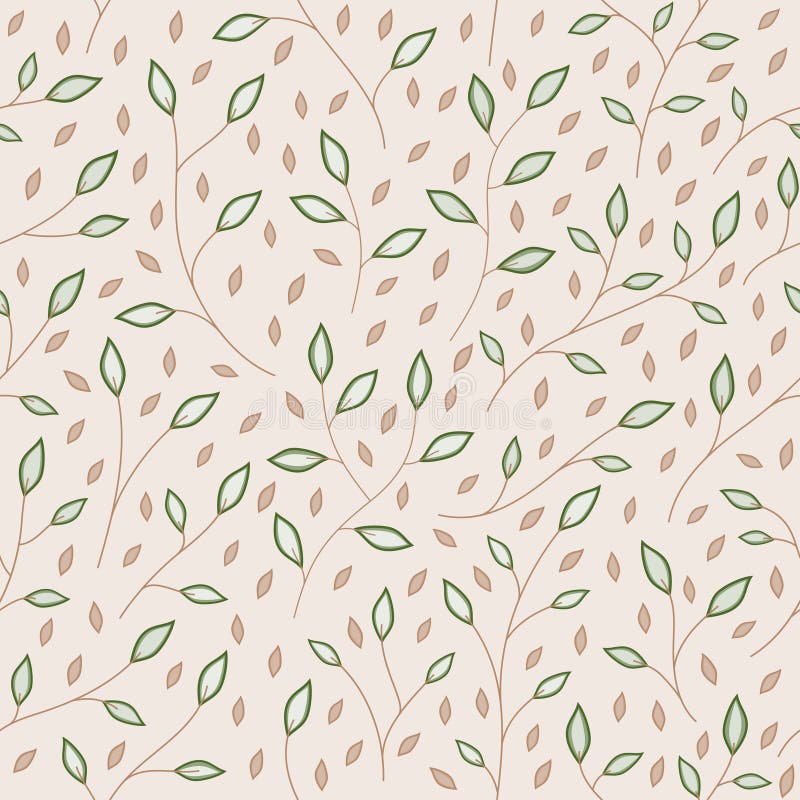 Fall Leaves and Small Branch Seamless Pattern Vector Background Stock ...