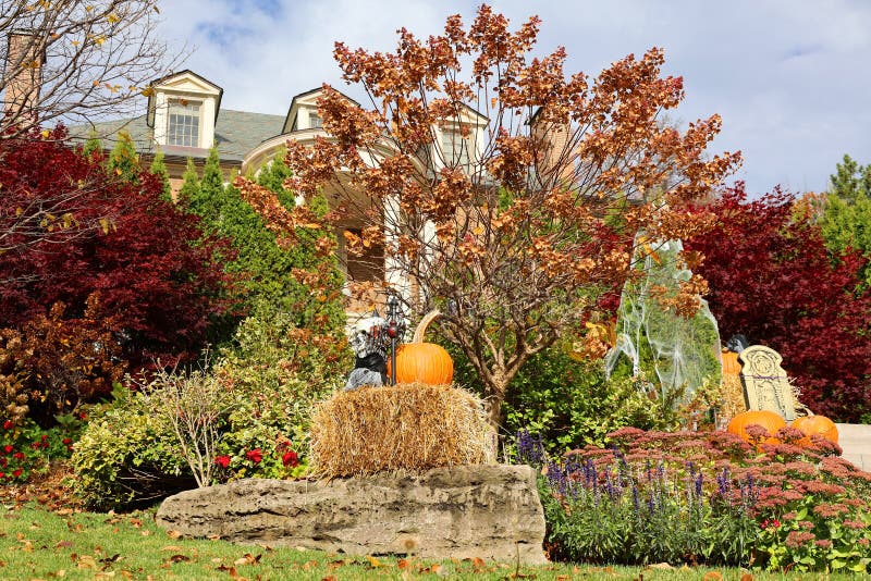 Fall Halloween Scary Decoration in Front a House Editorial Image ...